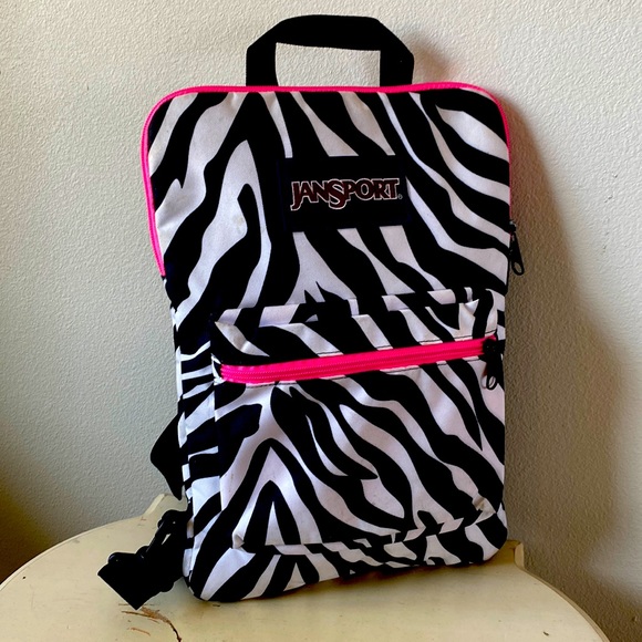 Jansport | Bags | Jansport Padded Backpack Zebra And Pink Trim | Poshmark